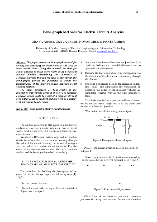 (PDF) Bond-graph Methods for Electric Circuits Analysis