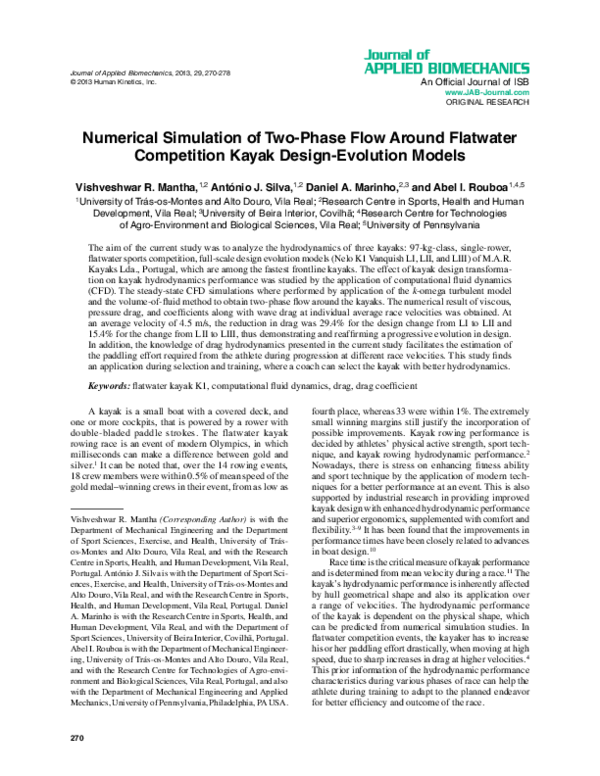 (PDF) Numerical Simulation of Two-Phase Flow around Flatwater Competition Kayak Design-Evolution ...