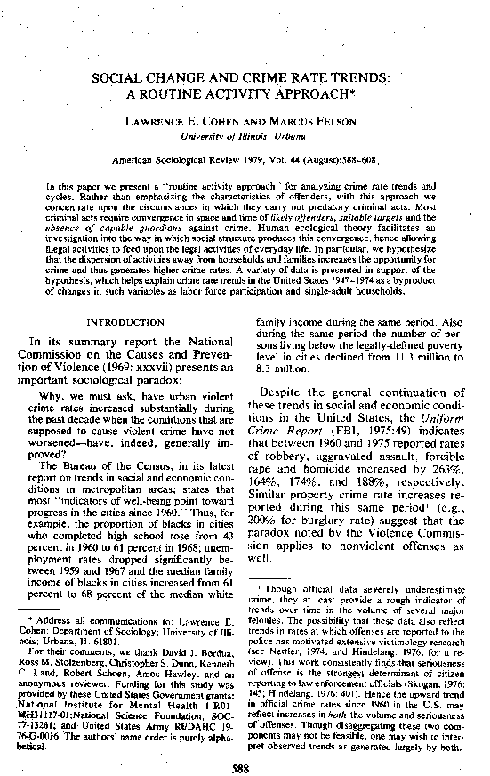 (PDF) Social Change and Crime Rate Trends: A Routine Activity Approach