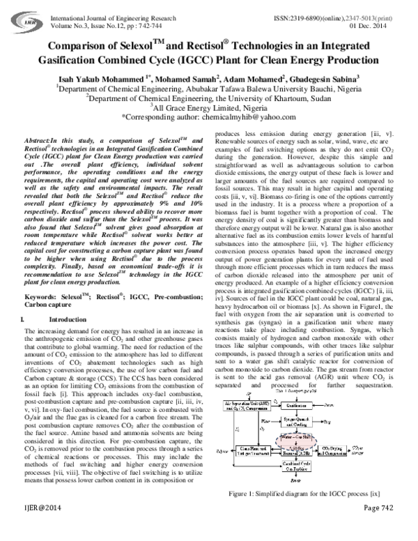 (PDF) Comparison of SelexolTM and Rectisol® Technologies in an ...