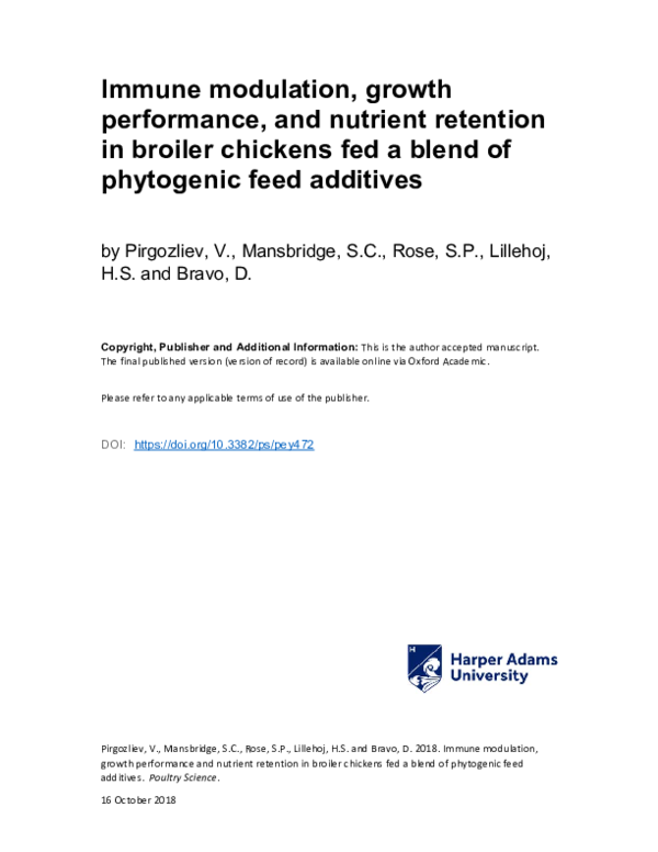 (PDF) Immune modulation, growth performance, and nutrient retention in ...