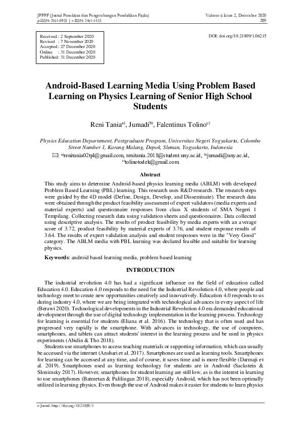 (PDF) Android-Based Learning Media Using Problem Based Learning on ...