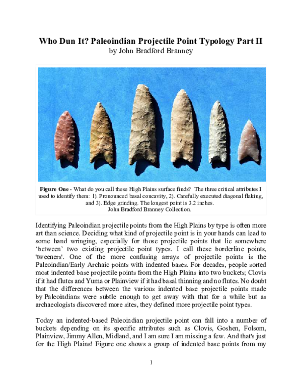 (PDF) Who Dun It? Paleoindian Projectile Point Typology Part II