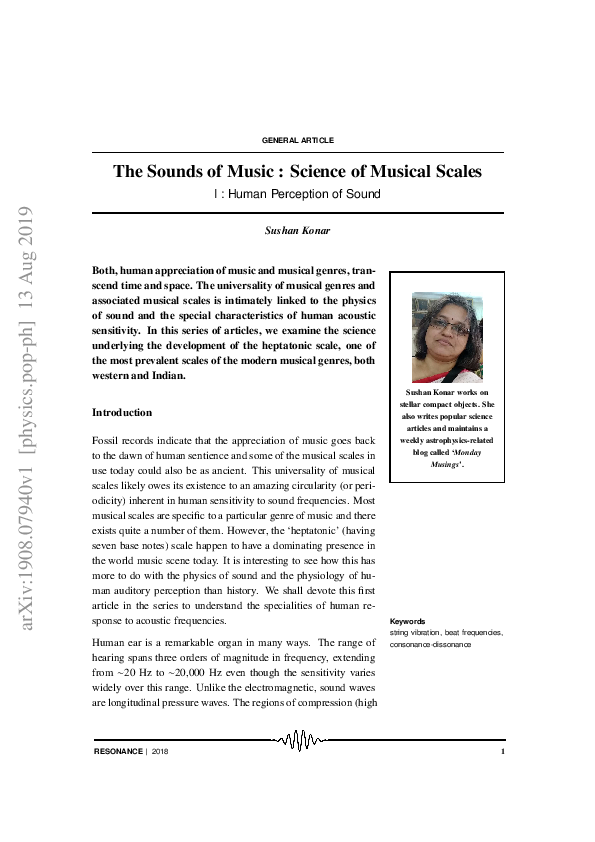 (PDF) The Sounds of Music : Science of Musical Scales