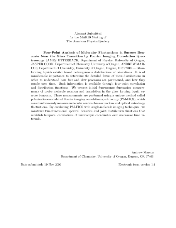 (PDF) Four-Point Analysis of Molecular Fluctuations in Sucrose Benzoate ...