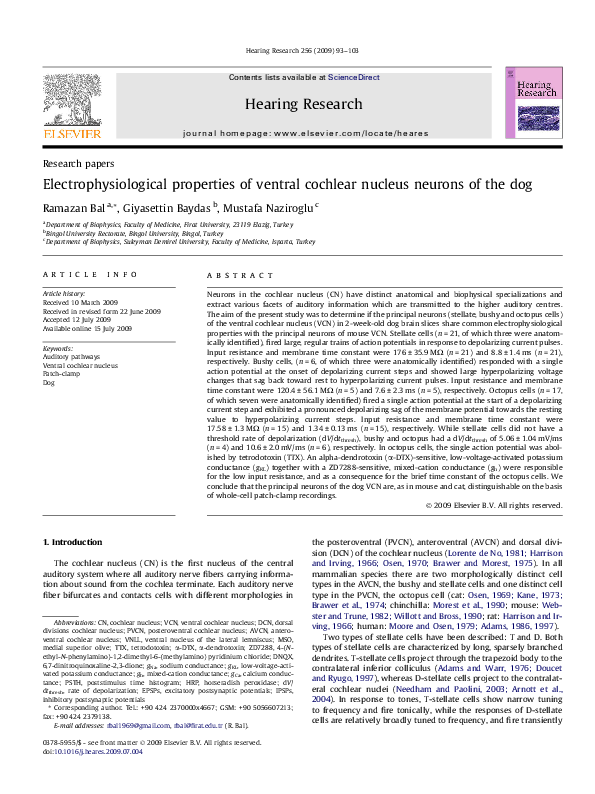 (PDF) Electrophysiological properties of ventral cochlear nucleus ...