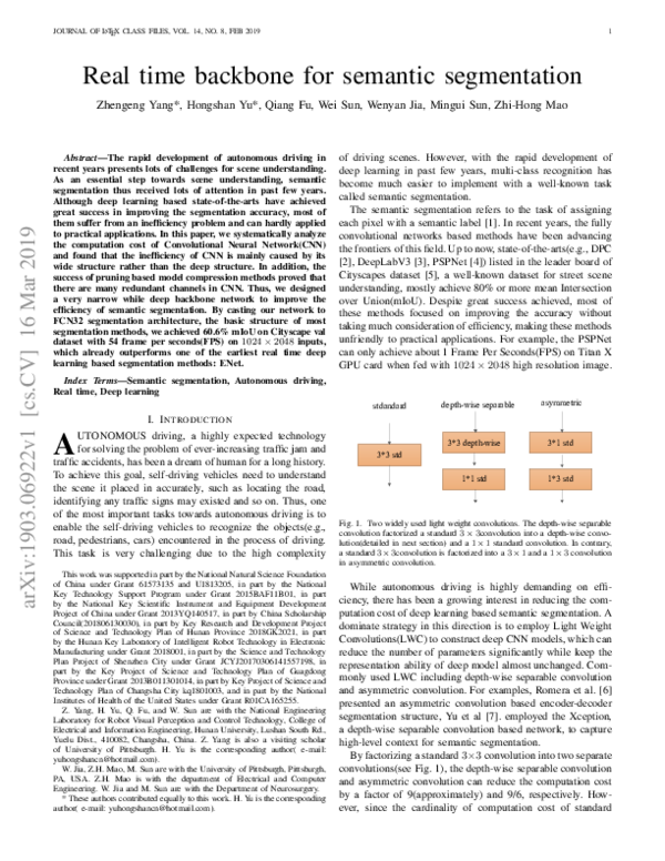 (PDF) Real time backbone for semantic segmentation