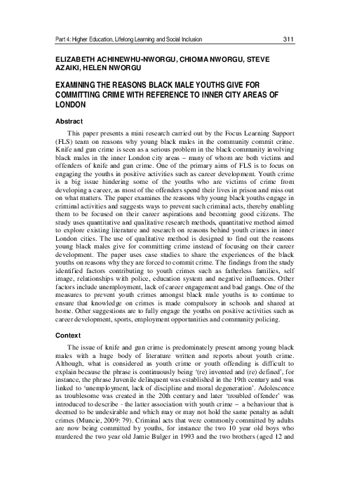 (PDF) Examining the Reasons Black Male Youths Give for Committing Crime ...