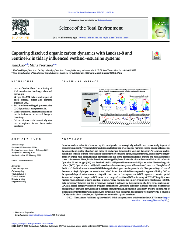 (PDF) Capturing dissolved organic carbon dynamics with Landsat-8 and Sentinel-2 in tidally ...