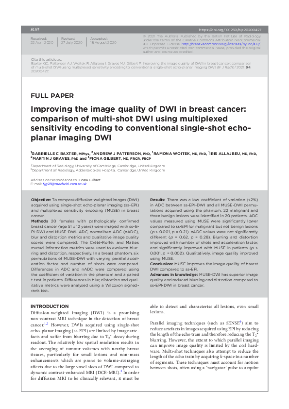 (PDF) A comparison of readout segmented EPI and interleaved EPI in high-resolution diffusion ...