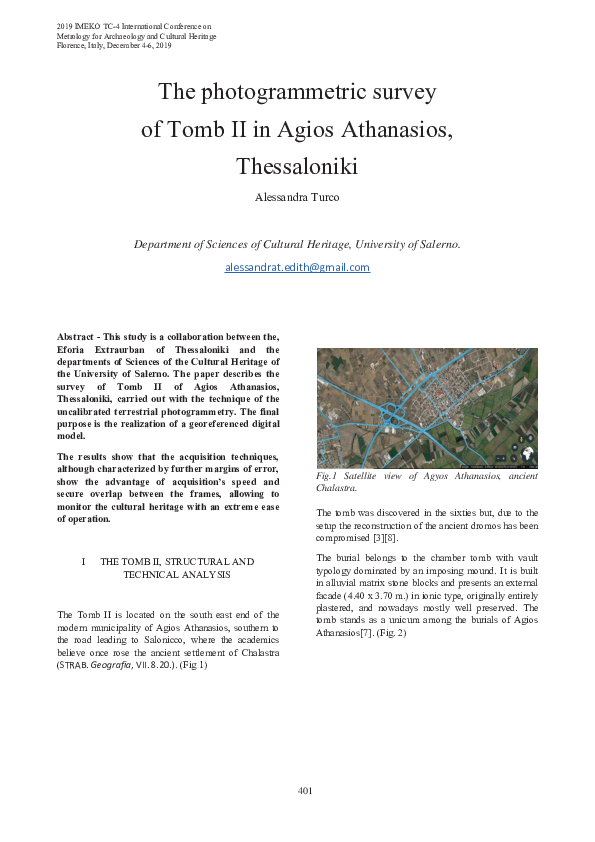 (PDF) The photogrammetric survey of Tomb II in Agios Athanasios, Thessaloniki