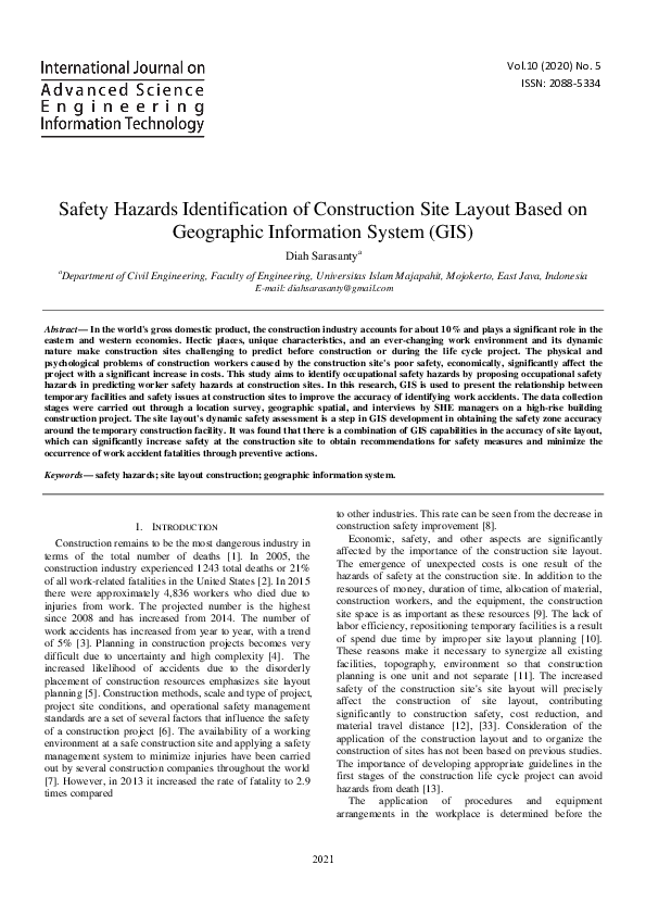 (PDF) Safety Hazards Identification of Construction Site Layout Based ...