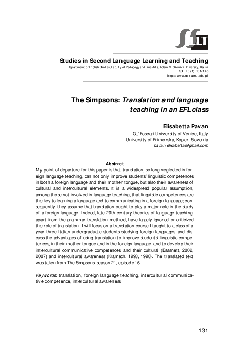 (PDF) The Simpsons: Translation and language teaching in an EFL class