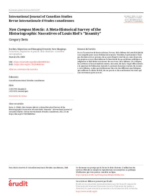 (PDF) Non Compos Mentis: A Meta-Historical Survey of the ...