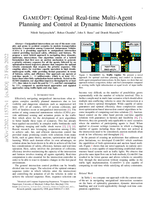 (PDF) GAMEOPT: Optimal Real-time Multi-Agent Planning and Control at Dynamic Intersections