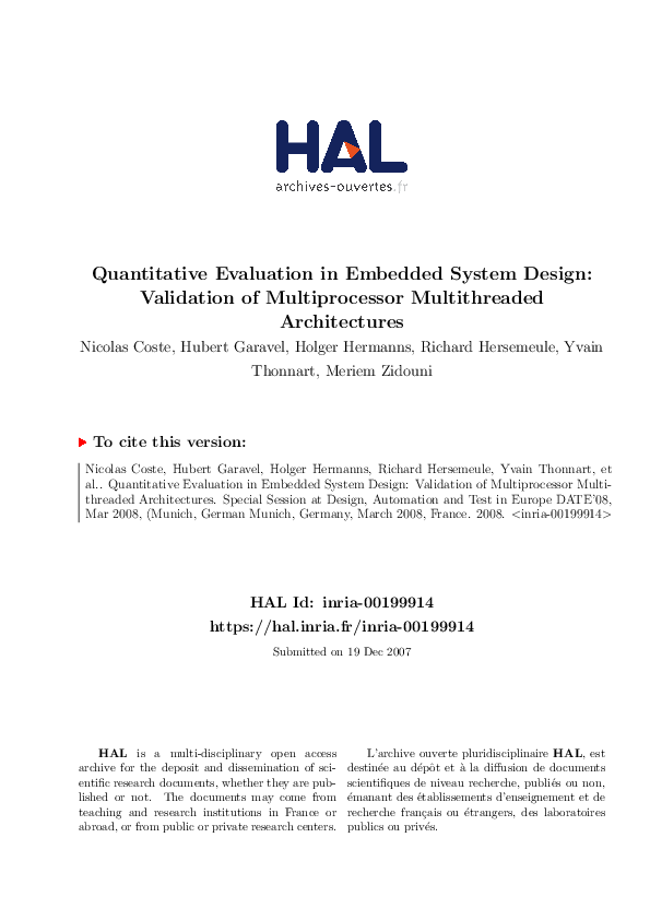 (PDF) Evaluation of Multiprocessor Systems' Performance