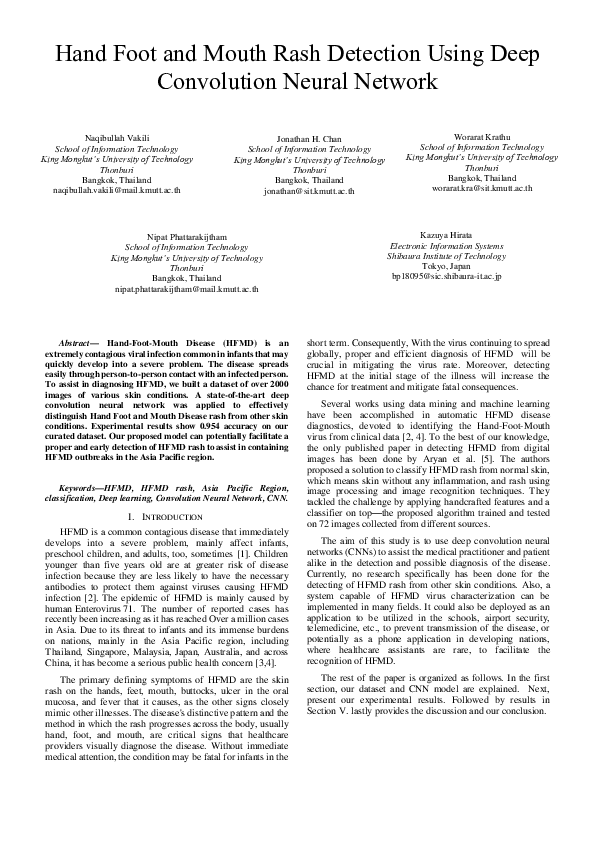 (PDF) Hand Foot and Mouth Rash Detection Using Deep Convolution Neural Network