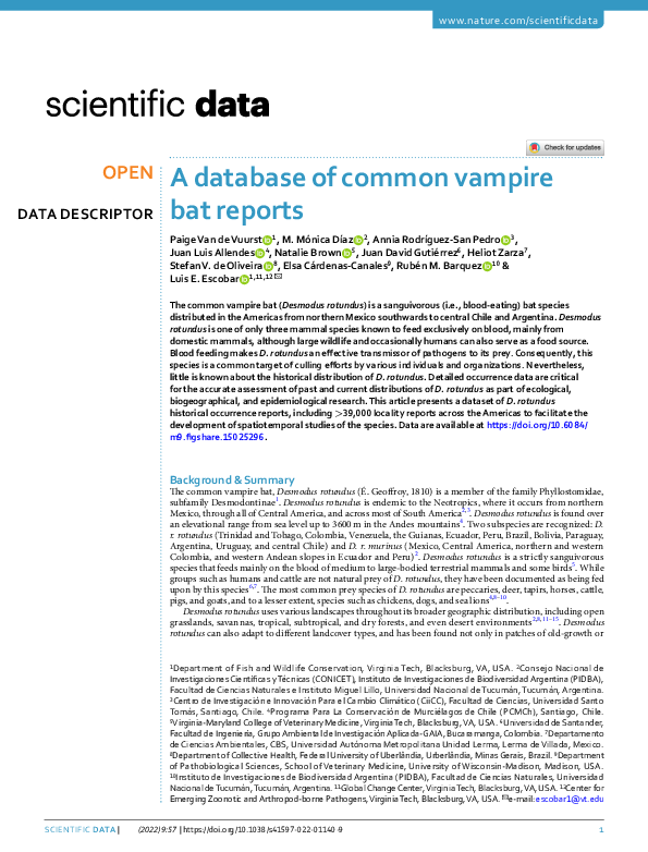 (PDF) A database of common vampire bat reports