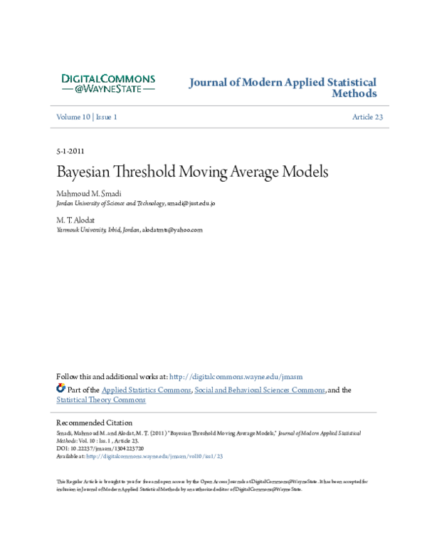 (PDF) Bayesian Threshold Moving Average Models
