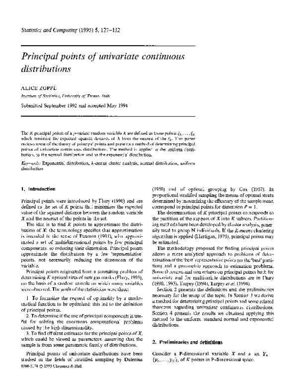 (PDF) Principal points of univariate continuous distributions