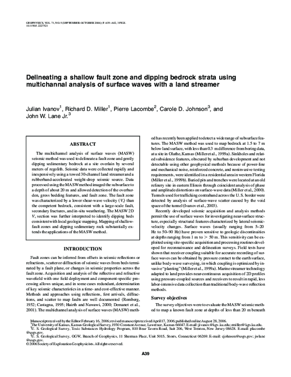 (PDF) Delineating a shallow fault zone and dipping bedrock strata using ...