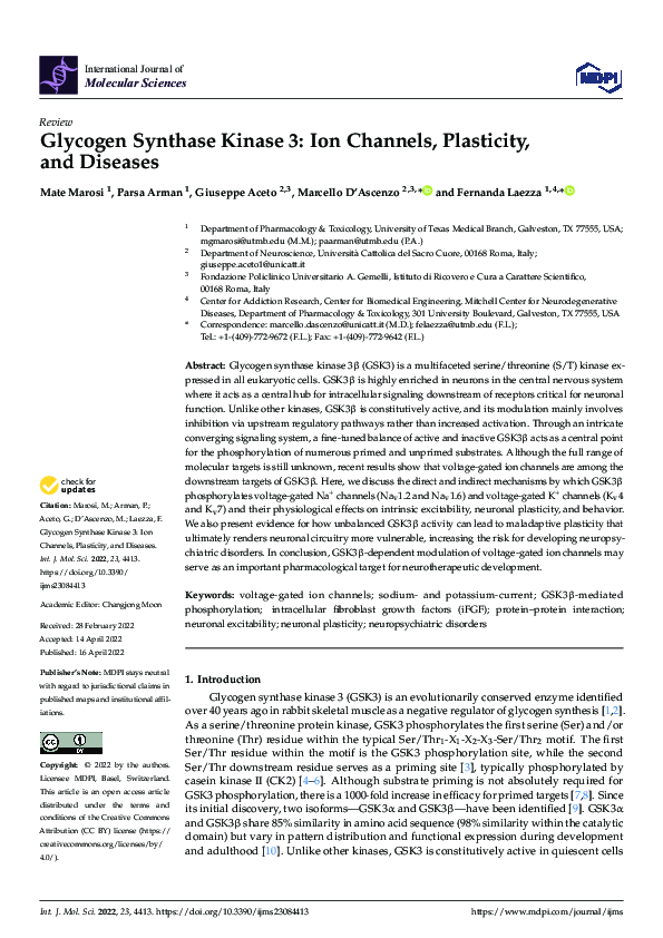 (PDF) Glycogen Synthase Kinase 3: Ion Channels, Plasticity, and ...