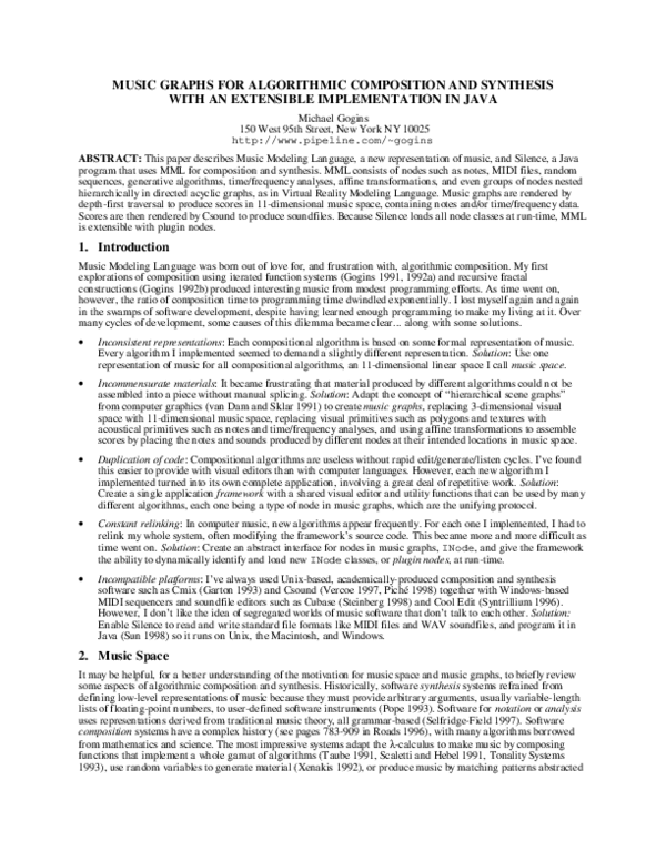 (PDF) Music Graphs for Algorithmic Composition and Synthesis with an ...