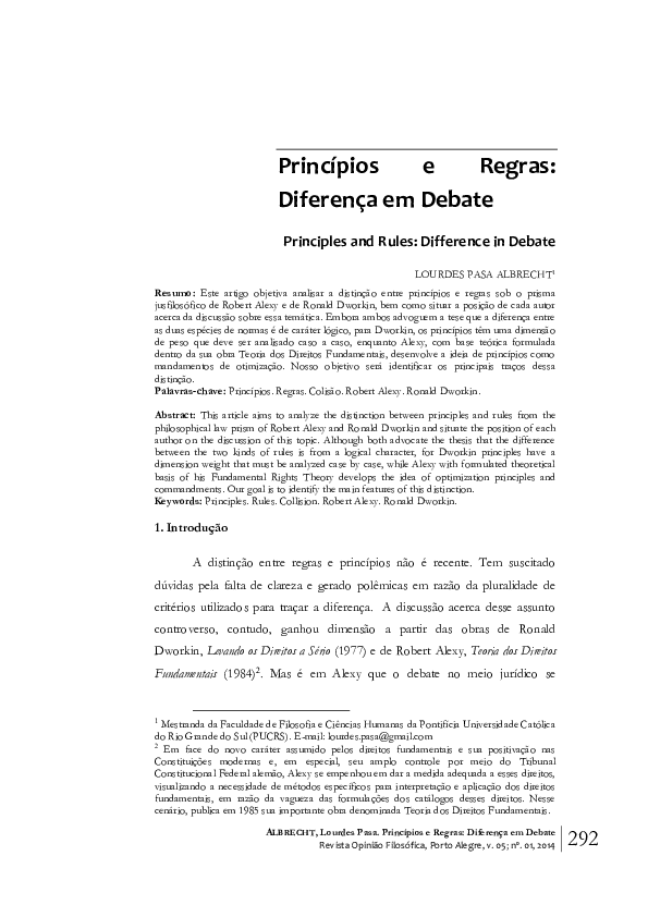 (PDF) Princípios e Regras: Diferença em Debate