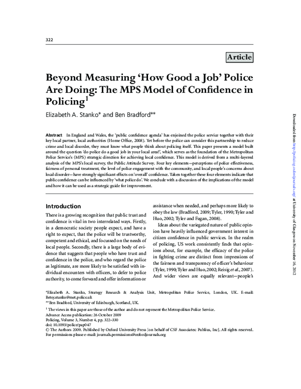 (PDF) Beyond Measuring 'How Good a Job' Police Are Doing: The MPS Model ...