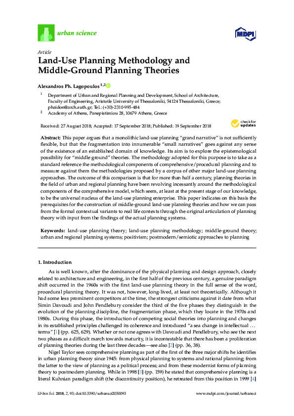 (PDF) Land-Use Planning Methodology and Middle-Ground Planning Theories