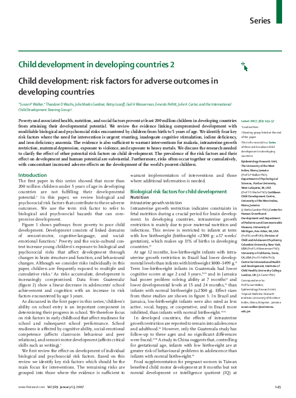 (PDF) Child development: risk factors for adverse outcomes in ...