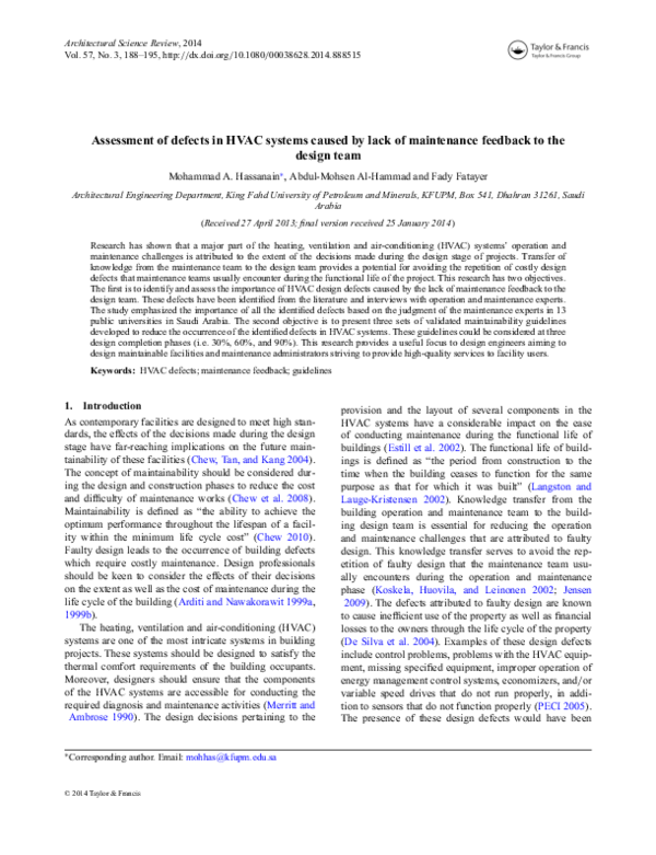(PDF) Assessment of defects in HVAC systems caused by lack of ...