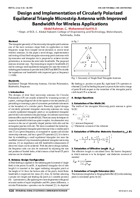 Pdf Design And Implementation Of Circularly Polarised Microstrip Antenna Array Using A New
