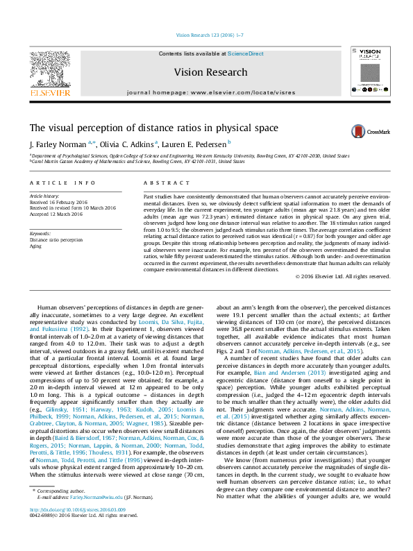 (PDF) The visual perception of distance ratios in physical space ...
