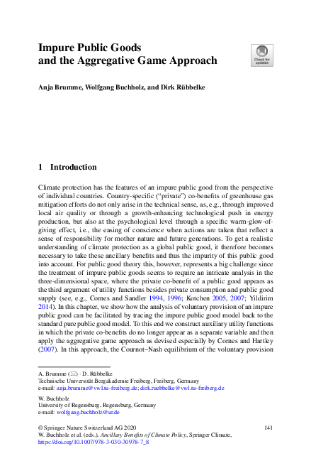 (PDF) Impure Public Goods and the Aggregative Game Approach