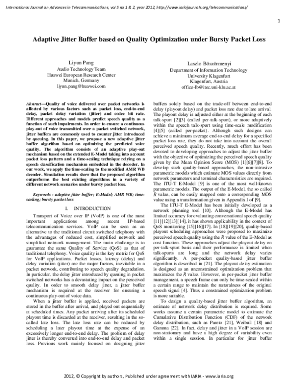 (PDF) Quality-Optimized Adaptive Jitter Buffer