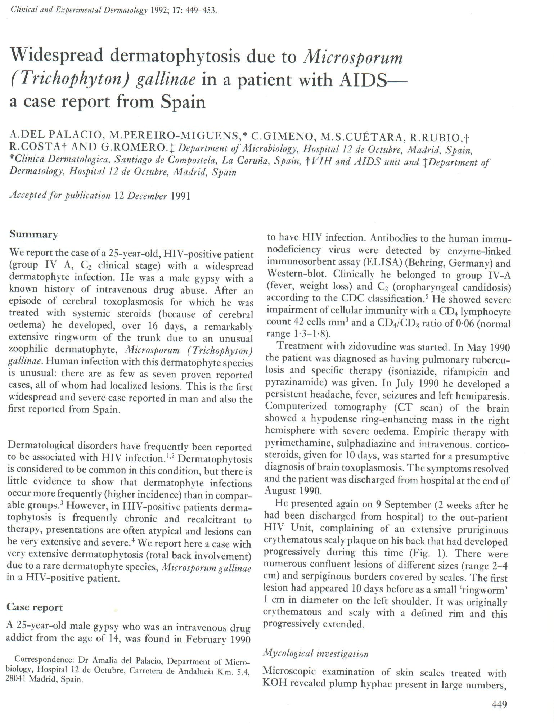 (PDF) Widespread dermatophytosis due to Microsporum (Trichophyton ...