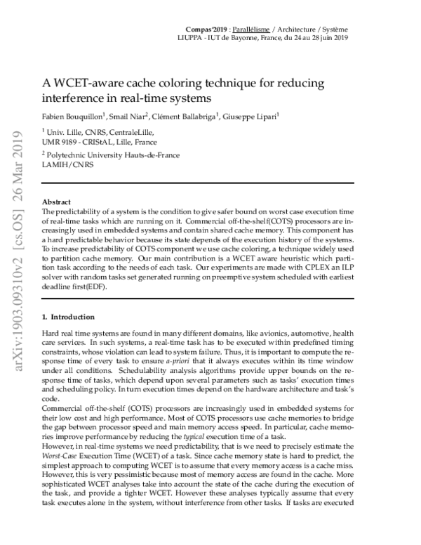 (PDF) A WCET-aware cache coloring technique for reducing interference in real-time systems
