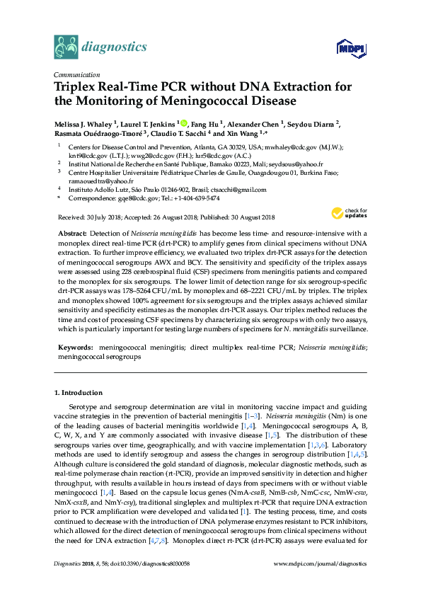 (PDF) Triplex Real-Time PCR without DNA Extraction for the Monitoring ...