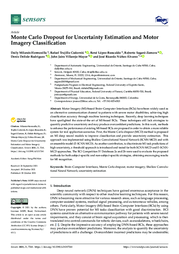 (PDF) Monte Carlo Dropout for Uncertainty Estimation and Motor Imagery Classification