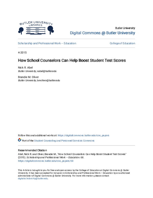 (PDF) How School Counselors Can Help Boost Student Test Scores