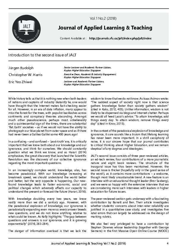 (PDF) Introduction to the second issue of JALT