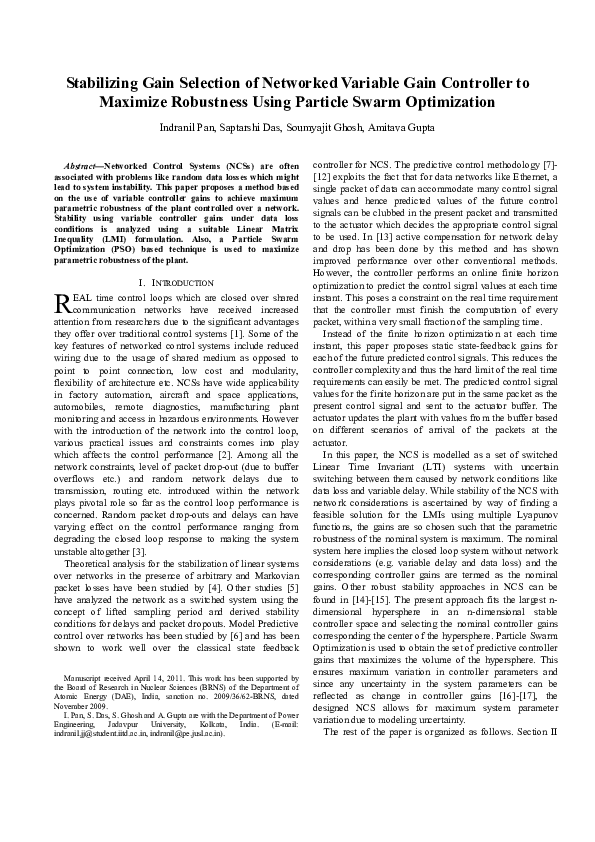 (PDF) Stabilizing Gain Selection of Networked Variable Gain Controller to Maximize Robustness ...