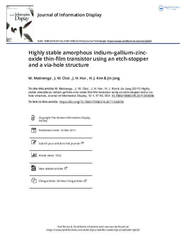 (PDF) Highly stable amorphous indium–gallium–zinc-oxide thin-film ...