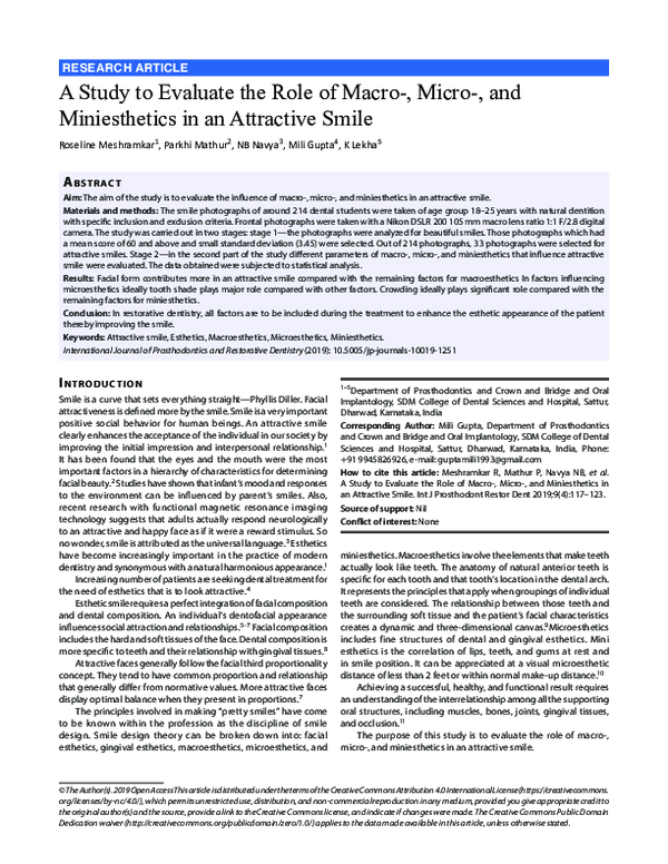 (PDF) A Study to Evaluate the Role of Macro-, Micro-, and Miniesthetics ...
