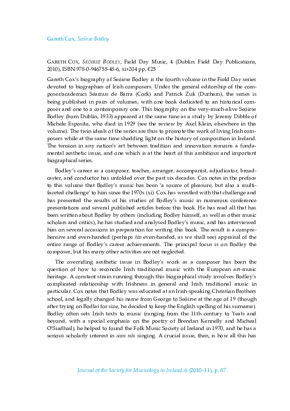 (PDF) Gareth Cox, Seóirse Bodley (2010)