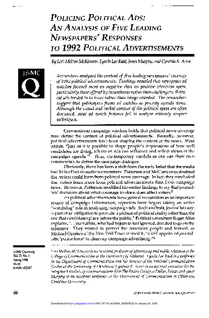 (PDF) Policing Political Ads: An Analysis of Five Leading Newspapers ...