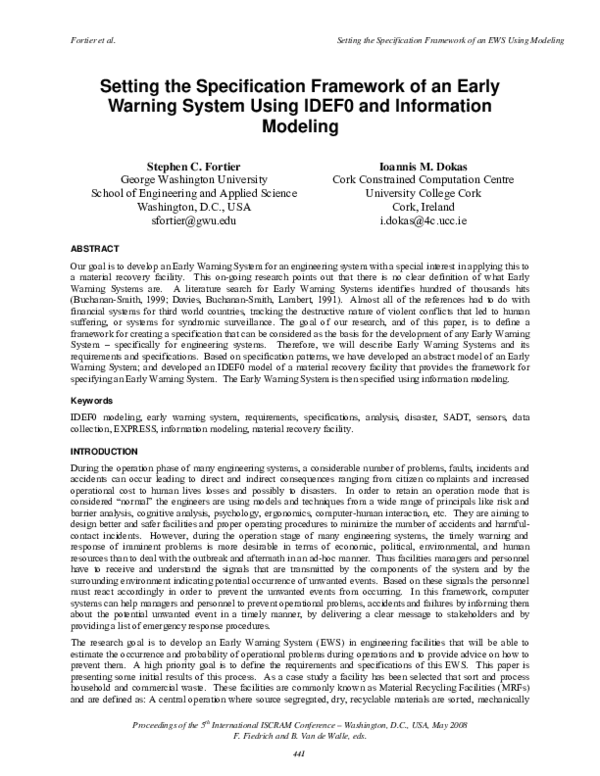 Pdf Setting The Specification Framework Of An Early Warning System Using Idef0 And Information