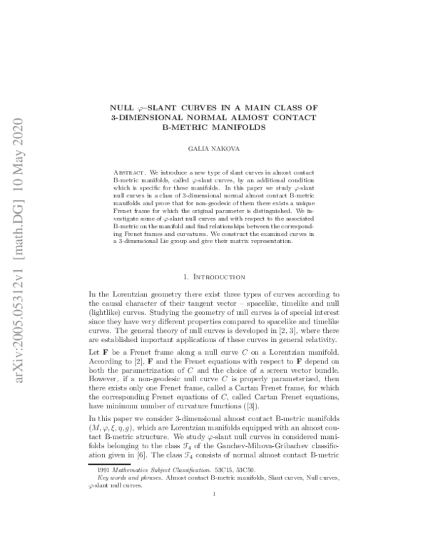 (PDF) Null φ-Slant Curves in a Main Class of 3-Dimensional Normal ...