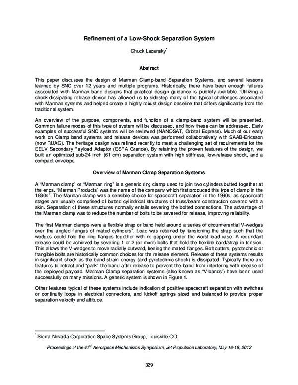 (PDF) Refinement of a Low-Shock Separation System